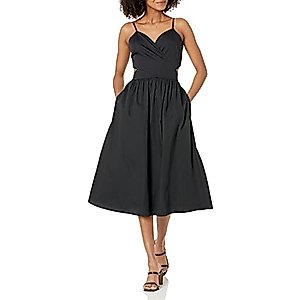 The Drop Women's Makenna Strappy Cross Front Smocked Back Midi Dress, Black, M