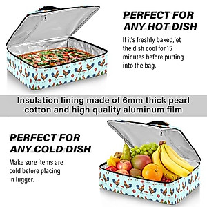 Kcldeci Insulated Thermal Food Carrier Insulated Casserole Carrier for Hot or Cold Food,Roosters Berries Insulated Tote Bag for Potluck Cookouts Parties Picnic,Lasagna Lugger