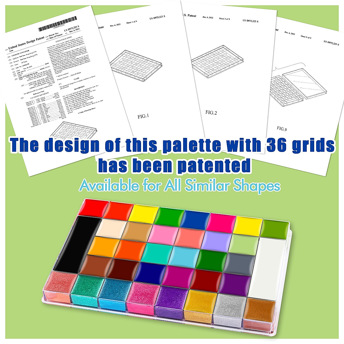 CCbeauty Professional 36 Colors Face Body Paint, Large Cream Face Painting Palette Kit, Non Toxic Hypoallergenic FacePaint for Halloween SFX Special Effects Costume Cosplay Makeup