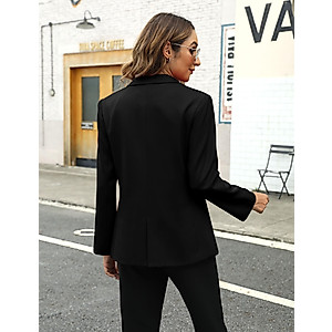 Sucolan Blazer Jackets for Women Open Front One Button Blazer Long Sleeve Office Blazers for Work Black M