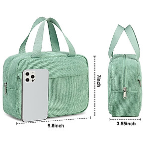 Makeup Bag for Women Girls Cute Corduroy Travel Cosmetic Tote Large Make Up Organizer Toiletry Bags Zipper Pouch Purse