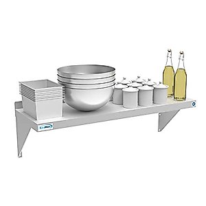 KoolMore NSF Stainless Steel Wall Mount Shelf - Industrial Grade Metal Shelf for Commercial Restaurant Kitchens 12 x 36