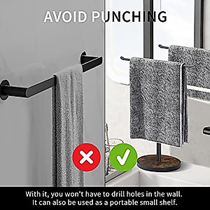 YINMIT Hand Towel Holder Stand, Bathroom Countertop Towel Rack with Wooden Base, Freestanding Kitchen Towel Rack, Heavy Duty T-Shape Face Towel Stand for Bathroom, Kitchen, Vanity (Style A)