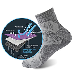 RANDY SUN Waterproof Ankle Socks, Womens Men Thin Breathable Winter Golf Rain Gear Biking Kayaking Boating Sport Socks for Ladies 1 Pair (Gray, Small)