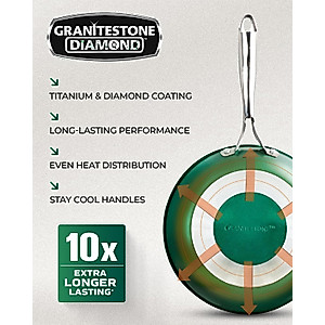 Granitestone 21 Pc Kitchen Pots and Pans Set Non Stick, Kitchen Cookware Sets, Pot and Pan Set, Nonstick Cookware Set, Diamond Coated Non Stick Pots and Pan Set, Dishwasher Safe - Green