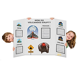 Rsgift 4 Pcs Small Tri-fold Poster Boards with Double Sided Tapes and Cardboard,21.2x13.8 inches,Corrugated Presentation Boards, Display Boards for School Project,Exhibitions,Business Presentation