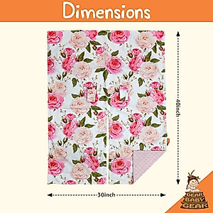 Dear Baby Gear Floral Baby Car Seat Canopy with Snap Button Opening - Newborn & Toddler Carseat Cover - Nursing Covers - Infant Chair Essentials (Pink Rose/Pink Dot, 40" x 30")