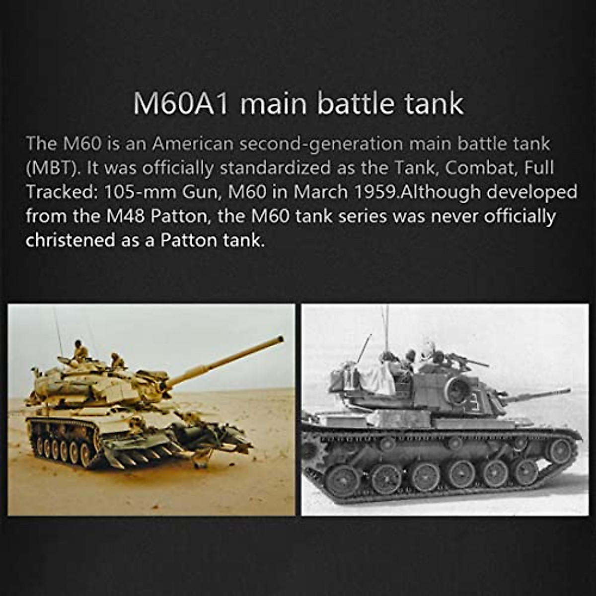 VINIX 1/16 RC Tanks That Shoot BB, 2.4G US M60A1 Main Battle Tank Model with Smoke & Sound 360-Degree Rotating Turret, Remote Control Military Vehicles Model Toys