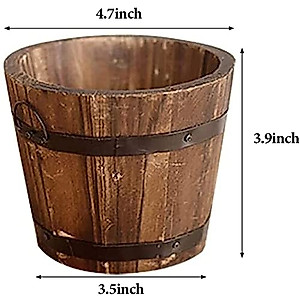 CoscosX 3 Pcs Rustic Wooden Bucket Flower Planter Patio Garden Backyard Planter Outdoor Indoor Home Decor