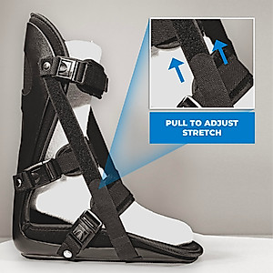 Brace On Adjustable Night Splint - Plantar Fasciitis, Achilles Tendon, Heel Spur, and Foot Pain Relief Stretching Boot for Men and Women, Large, Black