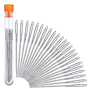 23 PCS Large Eye Sewing Needles, 2.36in Sewing Sharp Needles, Leather Needle Embroidery Thread Needle, Stainless Steel Yarn Knitting Needles with a 3.3in Plastic Bottle