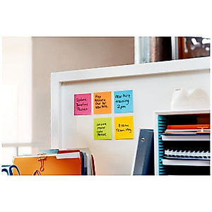 Post-it Super Sticky Notes, 3x3 in, 24 Pads, 2x the Sticking Power, Energy Boost, Bright Colors (Orange, Pink, Blue, Green),Recyclable (654-6SSAU)