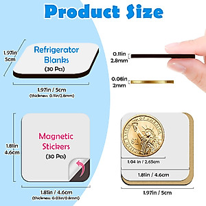 Sublimation Blank Fridge Magnets for Home Kitchen Refrigerator Microwave Oven Wall Door Decoration or Office Calendar with 30 Pcs Sublimation Printing Square Blank, 30 Pcs DIY Metal Magnetic