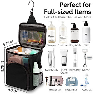 TERRA HOME Portable Shower Caddy For College Dorms - Foldable Mesh Tote - Dorm Room Essentials - Durable Hanging Travel Shower Bag - Perfect for College Students, Men, Women (Black)