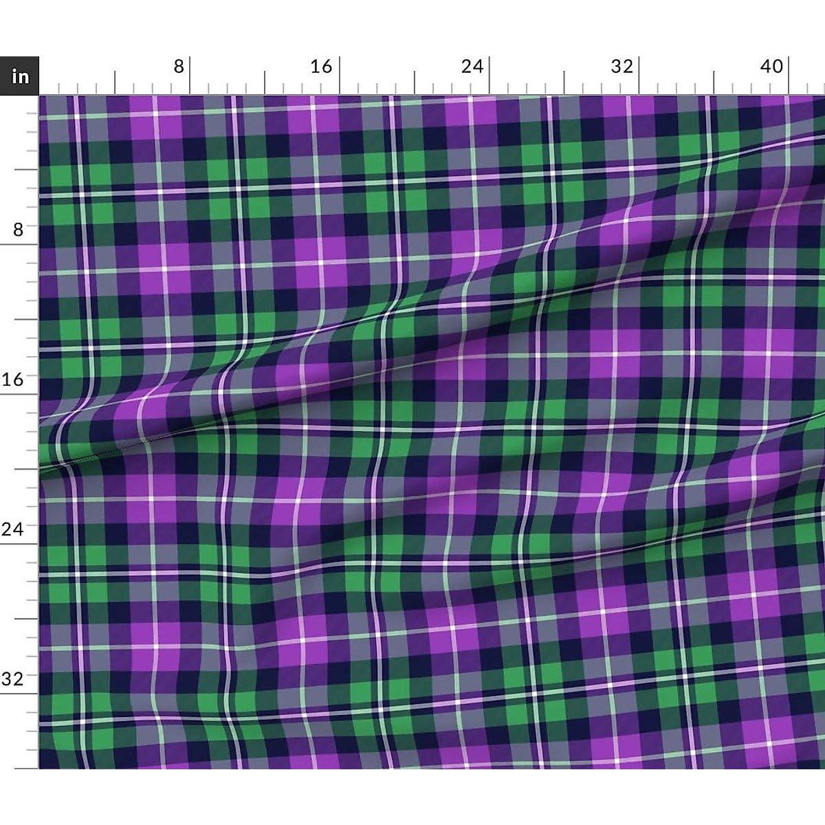 Spoonflower Fabric - Tartan Green Purple Plaid Scottish Block Colour Vibrant Printed on Petal Signature Cotton Fabric by The Yard - Sewing Quilting Apparel Crafts Decor