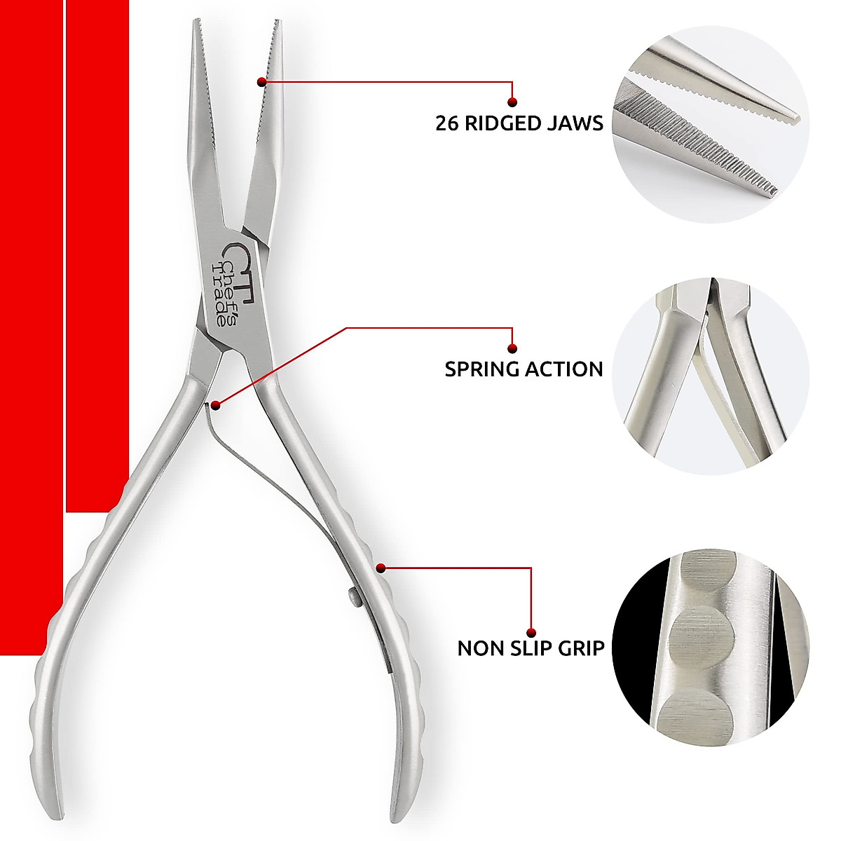 Fish Bone Pliers/Tweezers Stainless Steel Washable (Silver)