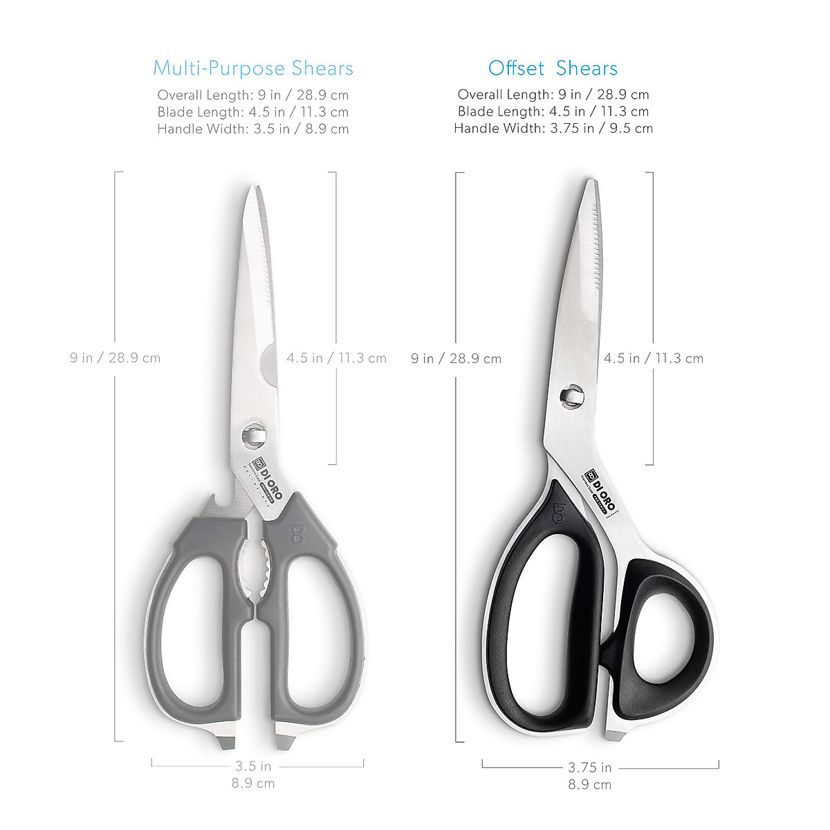 DI ORO Kitchen Scissors Heavy Duty Dishwasher Safe - Kitchen Scissors for Food, Meat, & Poultry - Stainless Steel Kitchen Shears that Come Apart - Professional & Sharp Multipurpose Cooking Scissors