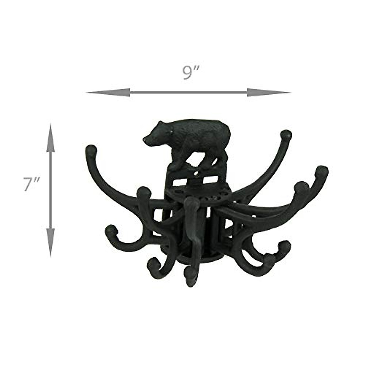 Black Cast Iron Rustic Bear Pivoting Wall Hook