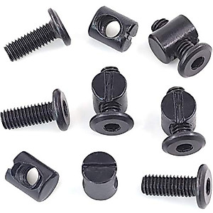 Mardatt M6 x 15mm 50PCS Black Zinc Plated Hex Socket Cap Bolts and Barrel Nuts Cross Dowel Replacement for Beds Chair Table Desk Furniture
