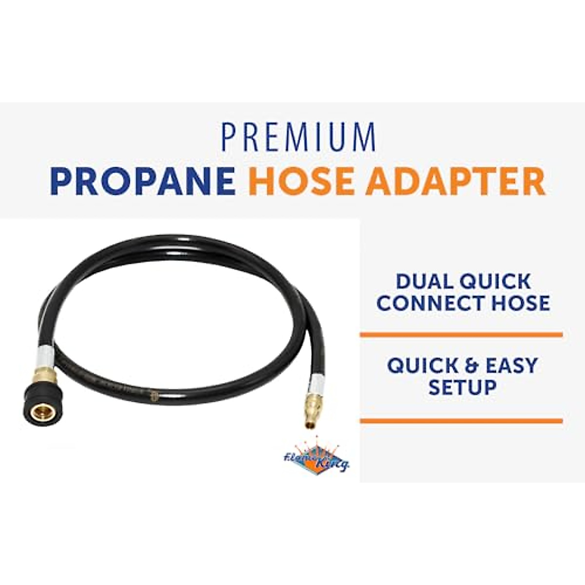 Flame King Quick Connect Hose for RV, Van, Trailer, LP Gas Only, 48 inches (4-Ft), 1/4" ID Thermo Plastic Hose Assembly, 100395-48a , Black