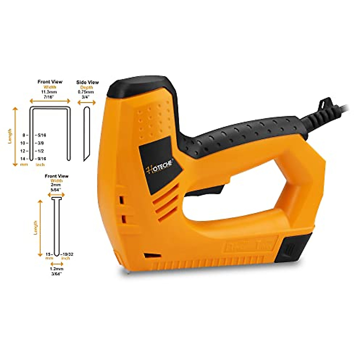 Hoteche Electric Brad Nailer/Stapler - 2-in-1 Power Staple Gun & Nail Gun for Woodworking & Upholstery - Includes 100Pcs 19/32-Inch Brad Nails & 400Pcs 3/8-Inch Staples