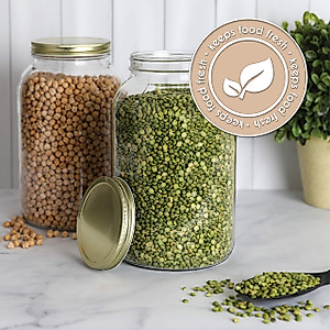 kitchentoolz 4 Pack - 1 Gallon Glass Large Mason Jars Wide Mouth with Airtight Metal Lid - Safe for Fermenting Kombucha Kefir Kimchi, Pickling, Storing and Canning- Dishwasher Safe- Made in USA