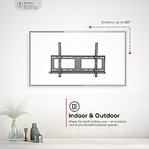 Secure Outdoor Weatherproof TV Mount - CTA Tilting Low Profile Anti-Theft TV Wall Mount - VESA Compliant Devices & Monitors up to 80"