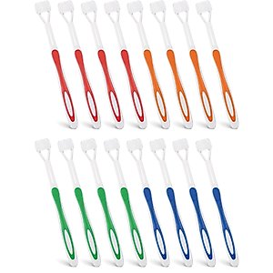 16 Pieces Three Sided Toothbrush Autism Toothbrush Bristle Travel Toothbrush for Kids Complete Teeth Gum Care Great Angle Bristles to Clean Each Tooth, Soft/Gentle (Green, Blue, Yellow, Red)