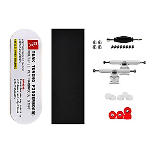 Teak Tuning 32mm Pro Fingerboard Heat Transfer Graphic Complete - Fully Assembled with Pro Level Parts - Pro Shaped Wood Deck (34x97mm), UltraSpin Wheels, Prodigy Trucks - Teak Prescription