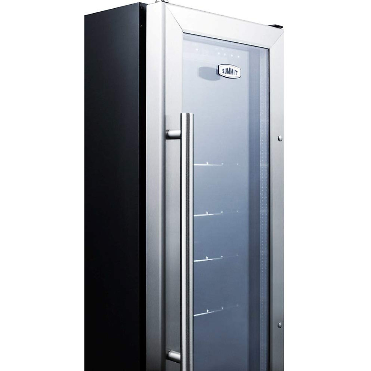 Summit Appliance SCR1225B Built-In 12" Wide Undercounter Commercial Glass Door Beverage Center with Lock, Auto Defrost, Professional Handle, Digital Thermostat, LED Lighting and Black Cabinet