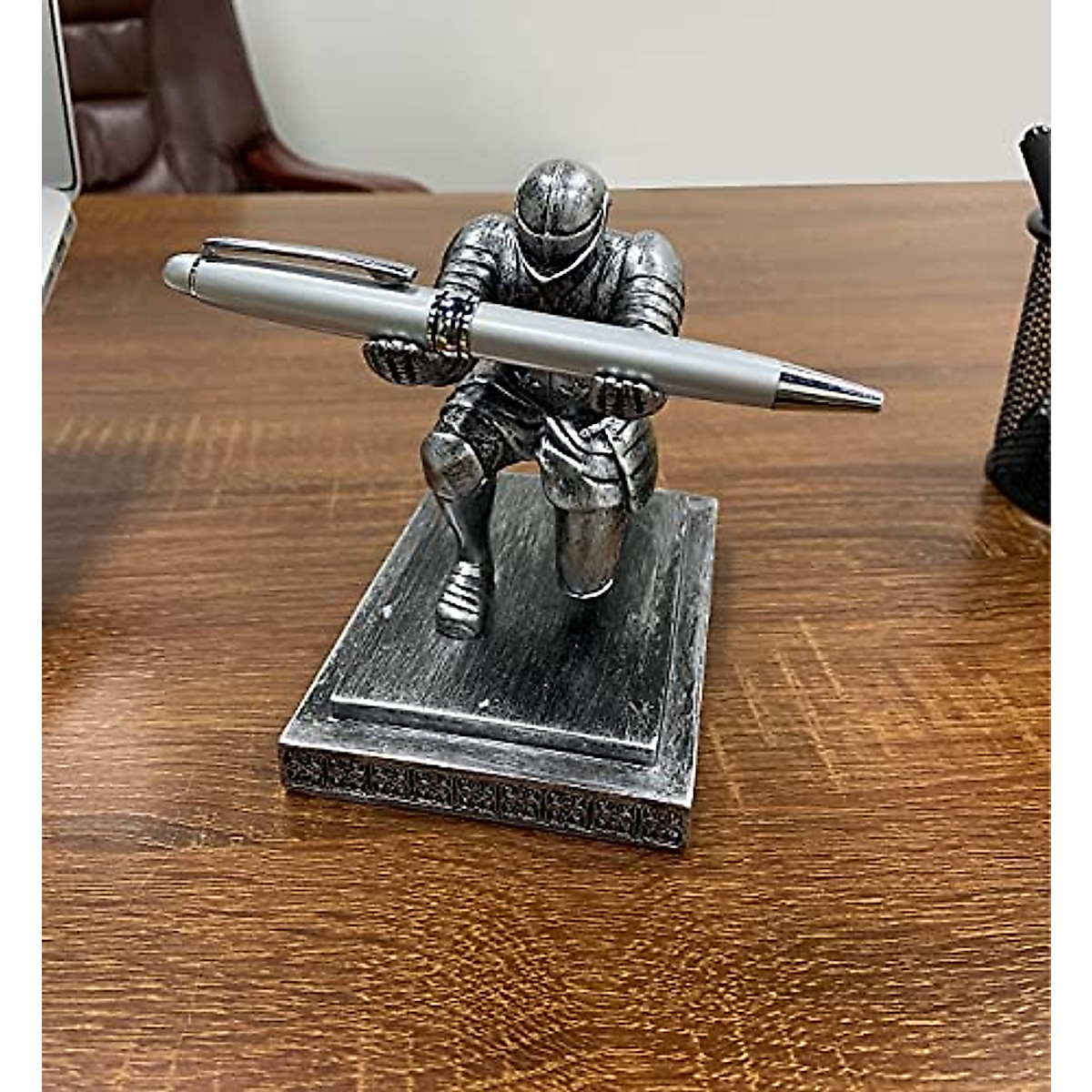 Ofiedx Executive Knight Pen Holder with a Pen Personalized Desk Accessories Decor Home Office Cool Pen Stand Iron