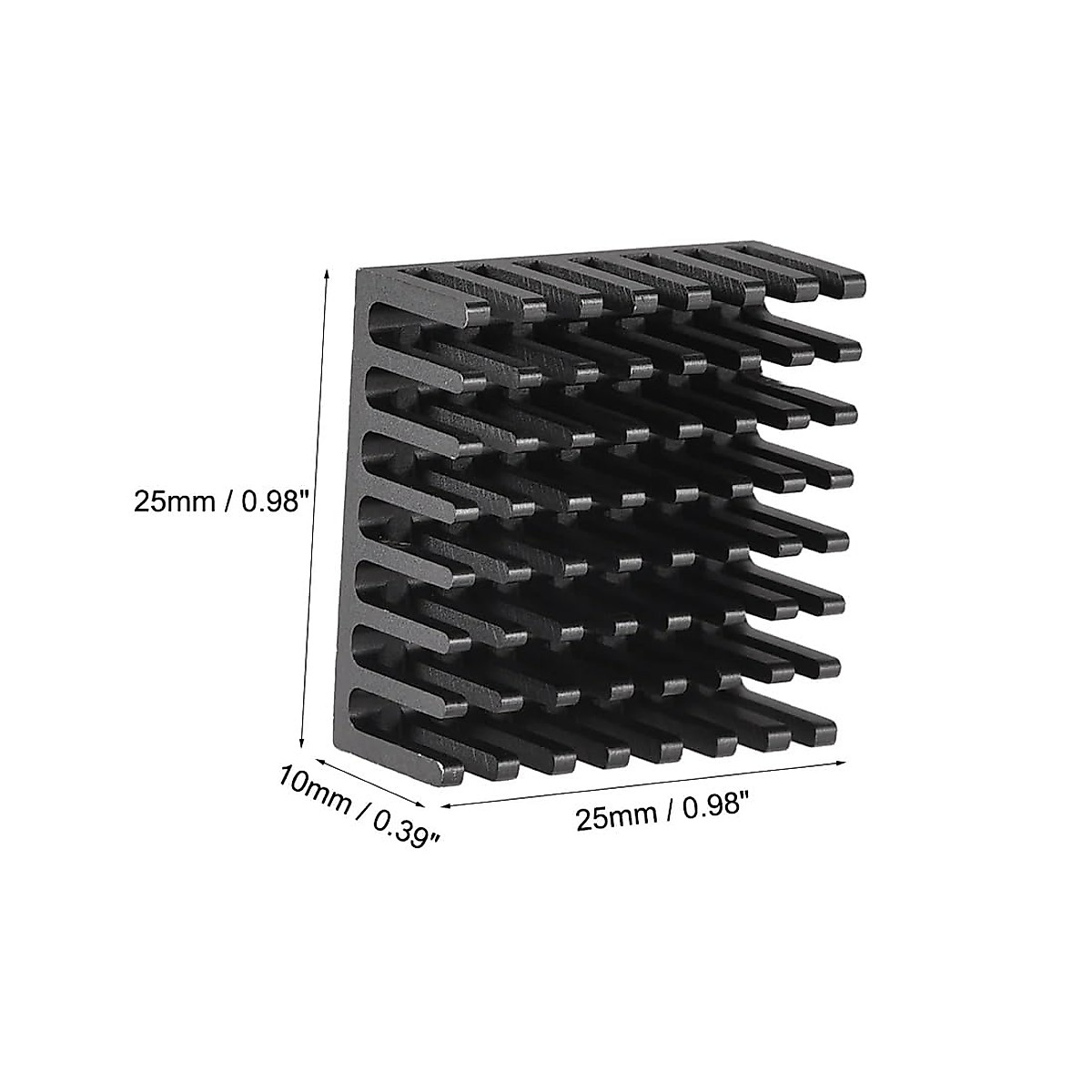 Easycargo 10pcs 25mm Heatsink Kit 25x25x10mm + 3M 8810 thermal conductive adhesive tape, cooler Aluminum Heat Sinks for cooling Raspberry Pi 4 GPU IC Chips LED (25mmx25mmx10mm)