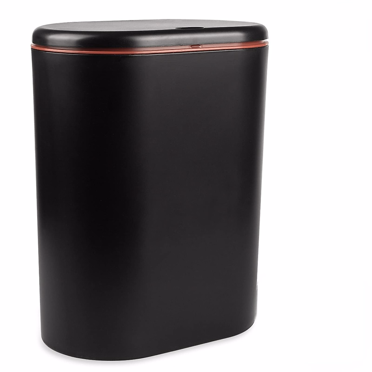 boxfan 8 Liter Rectangular Plastic Trash Can Wastebasket with Press Type Lid,1.8 Gallon Garbage Container Bin for Bathroom,Powder Room,Bedroom,Kitchen,Craft Room,Office (Black 8L)