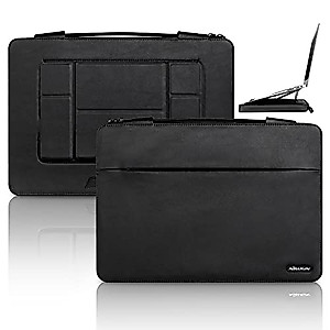 Nillkin Laptop Sleeve Case with Laptop Stand and Handle - 14 inch Laptop Bag PU Leather Case Compatible with 13/13.3-14 inch MacBook Air, HP, Dell,Samsung Chromebook Asus Notebook, Dark Black