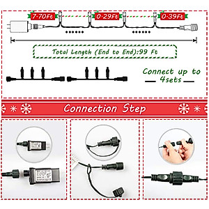 Christmas Lights Outdoor, 105FT 300 LED Christmas Tree Lights Indoor with 8 Modes, End-to-End Plug, UL Certified, Waterproof Fairy String Lights for Xmas Tree Decorations Garden Party(Warm White)