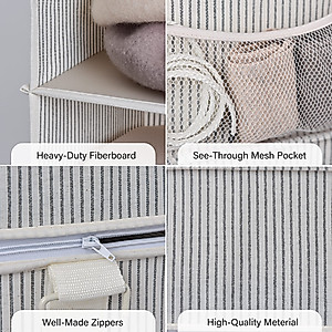 StorageWorks 6-Shelf Hanging Closet Organizers, Two 3-Shelf Separable Closet Hanging Shelves, 12" D x 12" W x 48 ¼"H, Gray and White Stripes