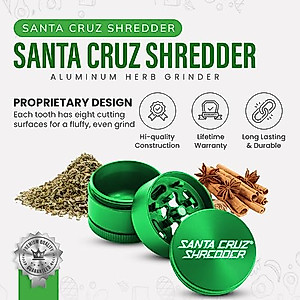 Santa Cruz Shredder Herb Grinder 3 Piece Medium 2 1/8" Superior Grip and Aluminium (Green)