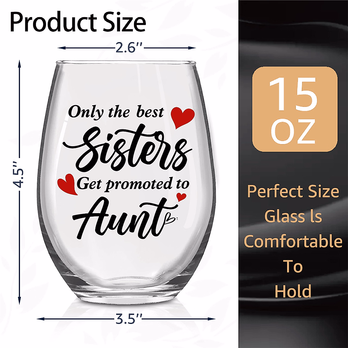 Pishovi Only the Best Sisters Get Promoted To Aunt Glass with Gift Box, Funny Stemless Glass, Pregnancy Announcement Gift for Sister, Aunt Upgrade, Baby Announcement Gift for Sister BFF