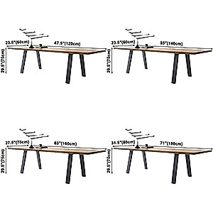 LAKIQ Stylish Rectangle Dining Table Solid Wood Industrial Retro Kitchen Dining Room Table with 4 Metal Legs Conference Table Workbench for Home Office (70.9" L x 31.5" W x 29.5" H)