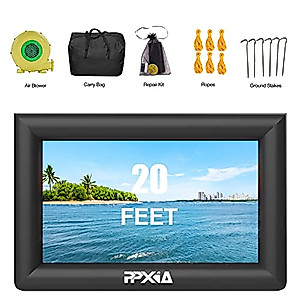 PPXIA Inflatable Movie Screen Outdoor Projector Screen 20ft, Blow Up Screens Front and Rear Projection with Air Blower, Best for Movie Nights Backyards Pool Party Home Theater