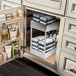 Under Sink Organizer,Bathroom Organizer Under Sink Storage 2 Tier Organizer,Under Sink Shelf Organizer Rack,Large Capacity Under Sink Cabinet Organizer for Kitchen Bathroom (White)