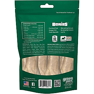 Bonies Natural Skin & Coat Formula Small-Sized Single Bone - Promote Silky Coat & Healthy Skin, Healthy Teeth & Fresh Breath, Low Calories - Chicken Flavor, 15 Count