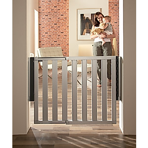 Munchkin® Loft Hardware Mounted Baby Gate for Stairs, Hallways and Doors, Extends 26.5"- 40" Wide, Silver Aluminum