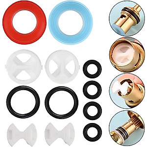 8 Pcs Pleochroic Faucet Washers Assortment Kit,Ceramic Disc Cartridges,Silicon Washer Insert Turn Replacement Accessories Valve Tap for Repairing Faucet Leak Worn Out Washer Replacements,Faucet Parts