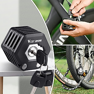 West Biking Folding Bike Lock - Compact Bicycle Lock with 3 Keys, Lightweight Bicycle Foldable Lock with Mounting Bracket, Bike Lock with Anti-Theft Alloy Steel