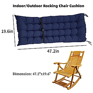 Srutirbo High Back Rocking Chair Cushion Indoor Outdoor 47”x19” Rocking Chair Pads Lounge Chair Cushion, Soft Recliner Cushion Not-Slip Patio Garden Chaise Lounger Cushion with Strap (Navy Blue)