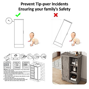 Vabches Farmhouse Dresser Storage Cabinet Chest of Drawer for Bedroom, 5 Drawer Dresser with Sliding Barn Door, 48" Tall Wood Rustic Dresser for Bedroom, Living Room, Entryway, Hallway, Washed Grey