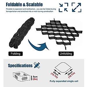 ZIMGOD Pea Gravel Grid Paving Stabilizer, Geocell Ground Grid 2" Depth, Polyethylene Geo Grid Pavers, for Garden Pathway Driveways Subgrade Work (Size : 3m x 4m (10ft x 13ft))