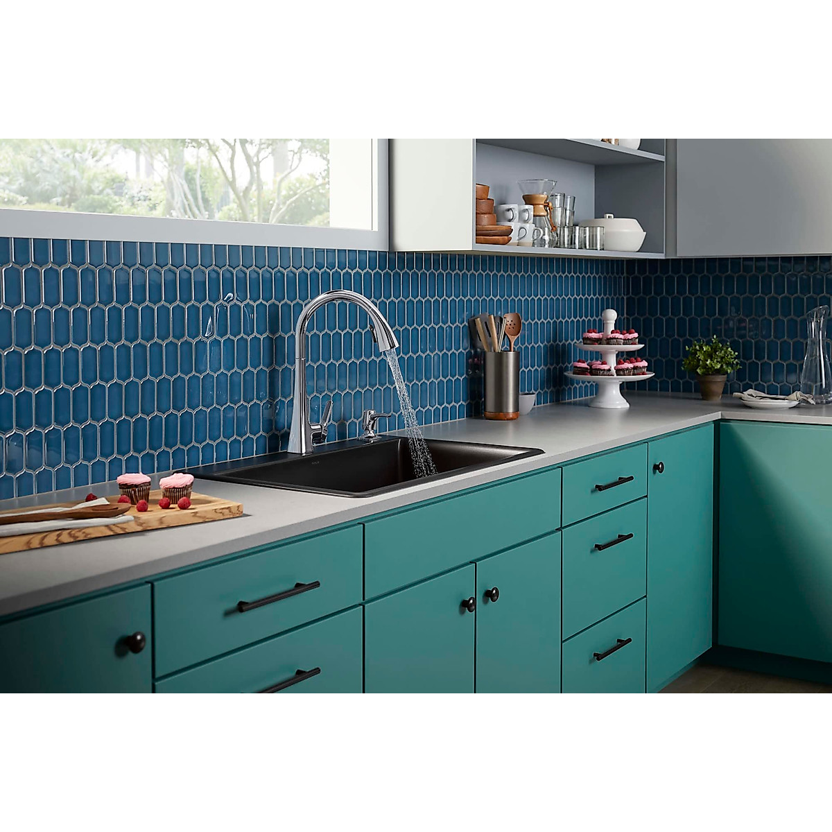 KOHLER R26281-SD-CP Maxton Touchless Pull-Down Kitchen Faucet with Soap Dispenser, Kitchen Sink Faucet with Pull Down Sprayer, Touchless Activation Faucet, Polished Chrome