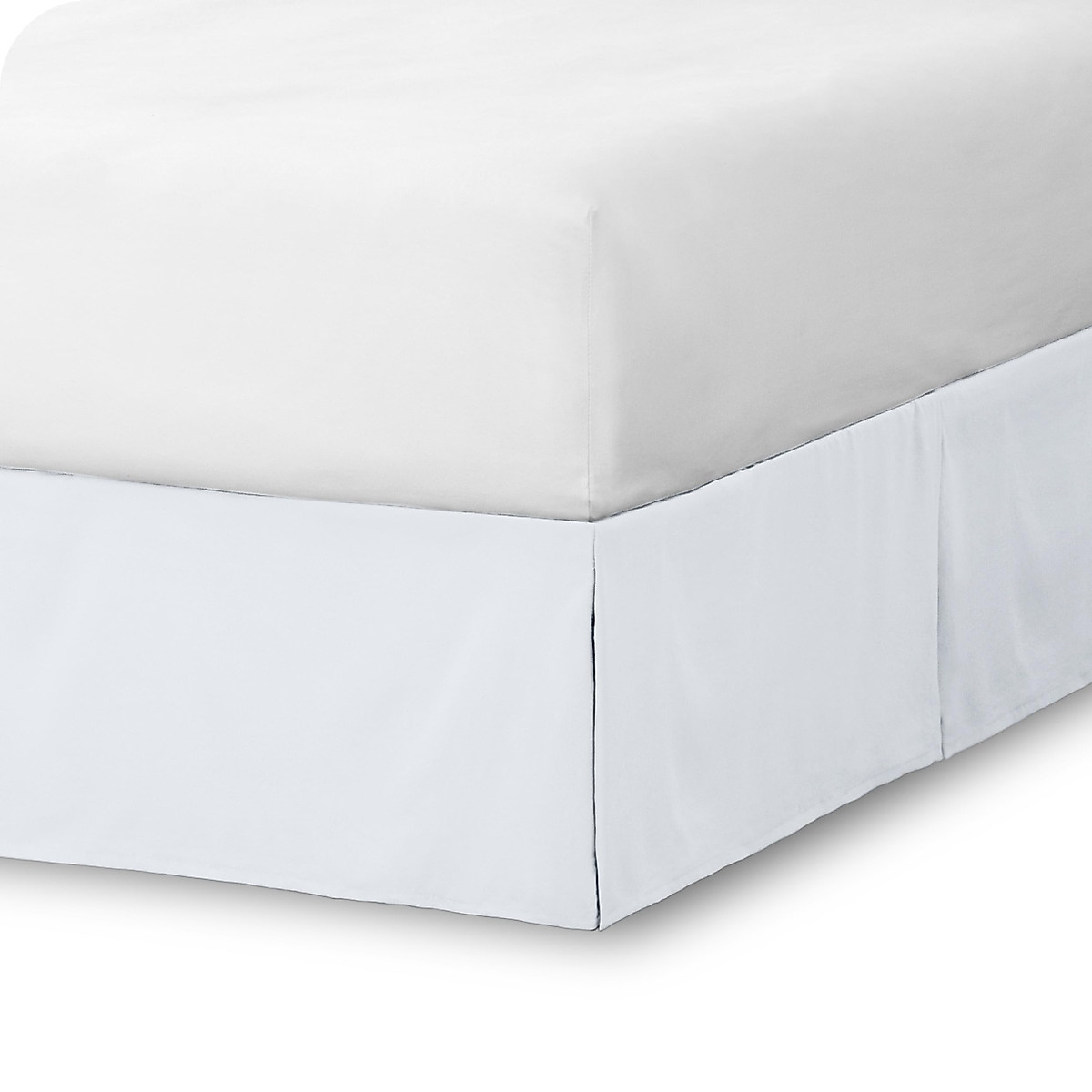 Bare Home Twin XL Bed Skirt - 15-Inch Tailored Drop Easy Fit - Bed Skirt for Twin Extra Long Beds - Center & Corner Pleats (Twin XL, White)